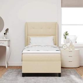 Postel s boxspringem s čelo Krémová 80 x 200 cm textil 3340534