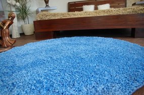 Kulatý koberec SHAGGY Hiza 5cm modrý