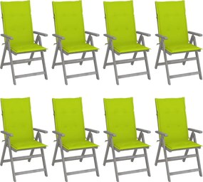 vidaXL Zahradní polohovací židle s poduškami 8 ks akáciové dřevo [3075141] Barva: Jasně zelená