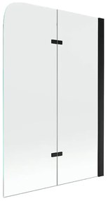 CERANO - Vanová zástěna 2-křídlová Stele L/P - černá matná, transparentní sklo - 120x140 cm