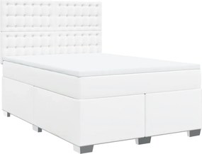 Box spring postel s matrací bílá 160x200 cm umělá kůže 3290729