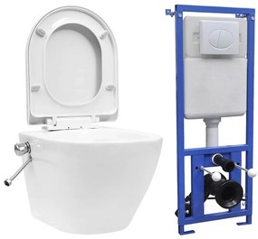 Závěsné WC bezobrubové s podomítkovou nádržkou keramika bílé 3055348