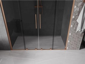 Mexen Velar L Duo, posuvné sprchové dveře do otvoru 180 cm, 8mm šedé sklo, měděná matná, 871-180-003-42-65