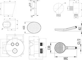 kielle - Termostatická baterie pod omítku, pro 2 spotřebiče, s přísluš