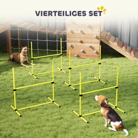 PawHut agility překážková sada 4 x překážky slalomové tyče sada pro výcvik psů z plastu žlutá 99x65x94cm pro aktivní výcvik psů | Aosom.de