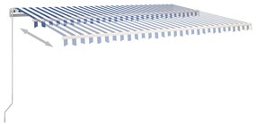 vidaXL Ručně zatahovací markýza 500 x 350 cm modrobílá