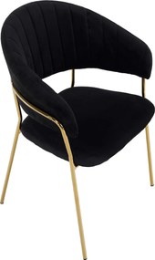 Designové jídelní křeslo, černá Velvet látka/gold chrom zlatý, DASMIN TYP 1