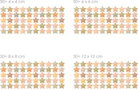 Akvarelové hvězdy boho 50ks textilní přelepitelné samolepky na zeď 50 ks 4x4 cm
