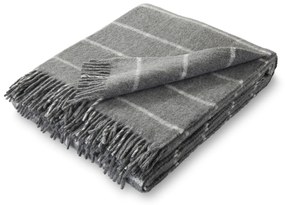 Wooline pléd s třásněmi šedý, jehněčí vlna, 150x200cm