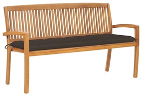 Stohovatelná zahradní lavice s poduškou 159 cm masivní teak,  3063329