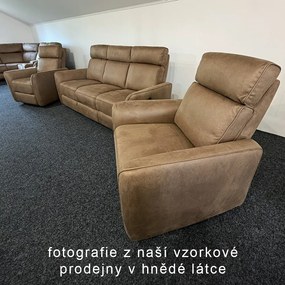 Sedací sestava BRAVEN 3+1+1 s FUNKCÍ RELAX | hnědá látka | EXTRA POHODLNÉ
