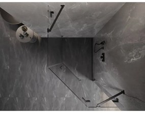 Mexen Lunar, pětiúhelníkový sprchový kout s pravým sklonem 80 x 90 cm, 8mm čiré sklo, černý profil, 831-080P-090L-70-00-P
