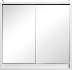 Koupelnová skříňka HOMCOM se zrcadlem, 2 dveřmi a nastavitelnou policí, závěsná koupelnová skříňka pro toaletu, moderní styl 48x14,5x45 cm Bílá