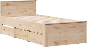 Postele bez matrace s čelem 90 x 190 cm masivní borovice 3308786