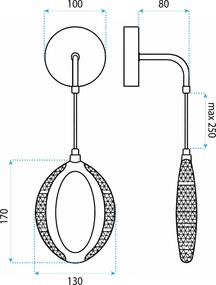 Toolight Toolight, LED nástěnné svítidlo G175-W, zlatá lesklá, OSW-07819