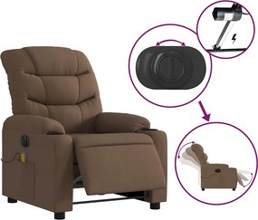 Elektrické masážní polohovací křeslo hnědé textil 3206640