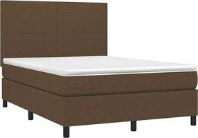 Box spring postel s matrací a LED tmavě hnědá 140x190 cm textil 3134712