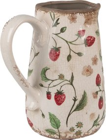 Keramický dekorační džbán s dekorem jahod Bertjan / Wild Strawberries M – 16x12x18 cm