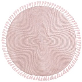 Kulatý růžový koberec s třásněmi PINK 90 cm