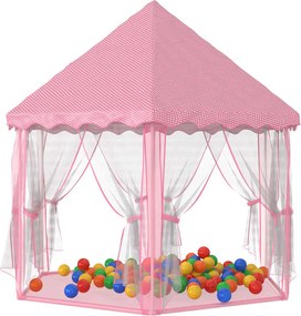 vidaXL Princeznovský stan na hraní s 250 míčky růžový 133 x 140 cm [3107712] Barva: Vícebarevné 1