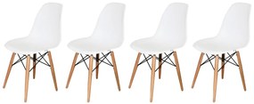 Bílá židle s dřevěnými nohami Woodesk Luna, 4 kusy