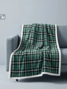Sinsay - Kostkovaná deka s beránkem - zelená