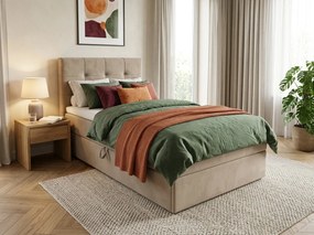 Čalouněná postel boxspring DIRELIS TRINITY 90x200 cm béžová Matrace: Matrace Bonell pružinová