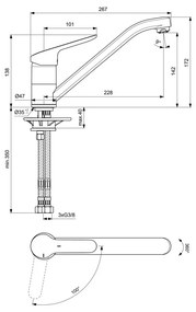 Ideal Standard Ceraflex - Kuchyňská baterie nízkotlaká, Chrom, BC130AA