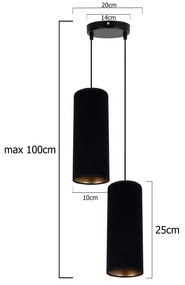 Lustr na lanku AVALO 2xE27/60W/230V pr. 20 cm černá