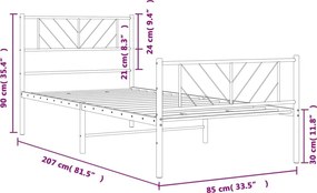 vidaXL Kovový rám postele s hlavovým a nožním čelem 80 x 200 cm [372188] Barva: Bílá