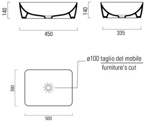 Sapho SAND/NUBES keramické umyvadlo na desku 50x38 cm, bílá mat, 903709