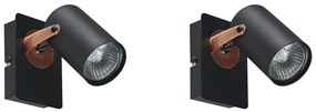 Sada 2 kovových nástěnných lamp černé KLIP Beliani