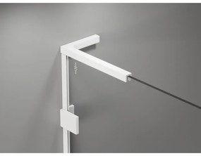 Mexen Lunar, L pětiúhelníkový sprchový kout naklápěcí doleva 100 x 100 cm, 8mm čiré sklo, bílý profil, 831L-100L-100P-20-00-L