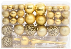 111dílná sada vánočních ozdob zlatá polystyren