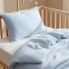 Celoroční mušelínové povlečení do postýlky Ice blue - GOTS Velikost: 95 x 130 + 45 x 65