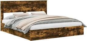 Postel s úložným prostorem se zásuvkou Kouřový dub 180 x 200 cm 3409896