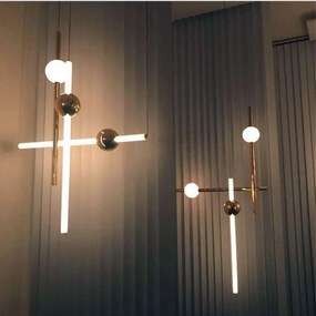 Toolight - LED stropní lampa závěsná 60cm 12W APP476-CP, bílá-zlatá, OSW-00608