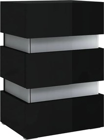 Noční stolek s LED lesklý černý 45x35x67 cm kompozitní dřevo 326847