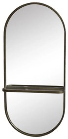 Chic Antique Nástěnné zrcadlo s poličkou Antique Brass, zlatá barva, sklo, kov