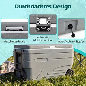 Costway Přenosný chladicí box na kolečkách Izolovaný box odolný vůči