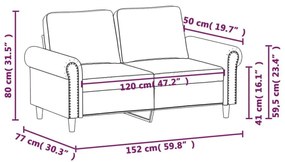 Petromila 2místná pohovka modrá 120 cm samet