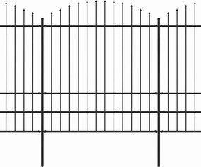 Zahradní plot s kopím nahoře ocelový 1172 x 200 cm černý 277754