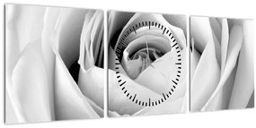 Obraz - Detail květu růže (s hodinami) (90x30 cm)