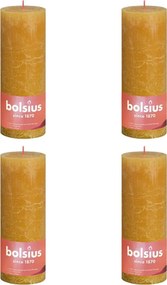 Bolsius Rustikální válcové svíčky Shine 4ks 190x68 mm [440839] Barva: Medově žlutá