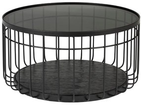OnaDnes -20% White Label Černý skleněný kulatý konferenční stolek WLL Lance 60 cm