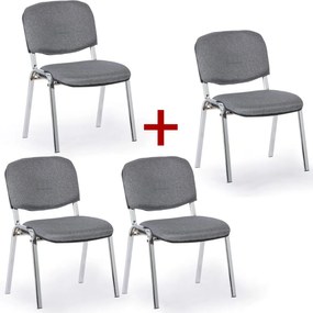 Konferenční židle VIVA PLUS 3+1 ZDARMA - chromované nohy, šedá