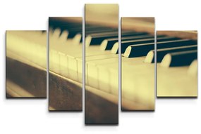 Sablio Obraz - 5-dílný Klávesy klavíru - 125x90 cm