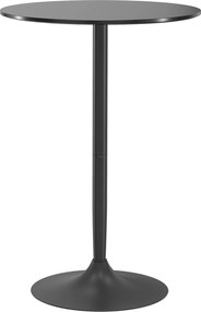 HOMCOM Moderní Vysoký Barový Stůl, Kulatý Kuchyňský Stůl pro 2 Osoby s Ocelovou Základnou a MDF Vrchní Deskou, Ø70x102 cm, Černý | Aosom