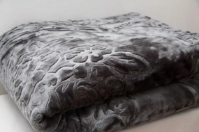 Měkká hrubá deka z akrylu šedé barvy 200 x 240 cm