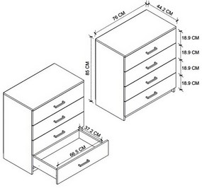 Komoda 4S DINAMMO barva bílá